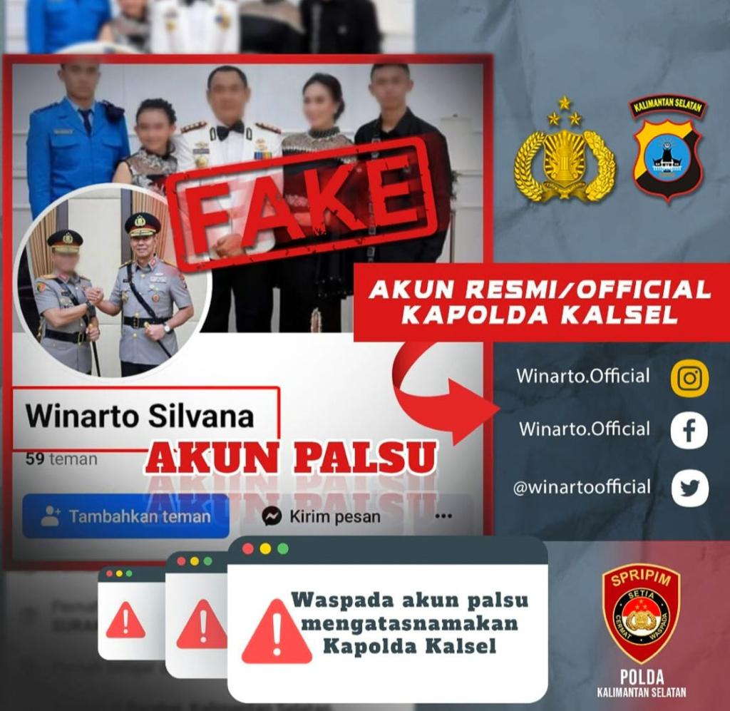 Beredar Akun Palsu Mengatasnamakan Kapolda Kalsel, Masyarakat Dihimbau ... Beredar Akun Palsu Mengatasnamakan Kapolda Kalsel, Masyarakat Dihimbau ...